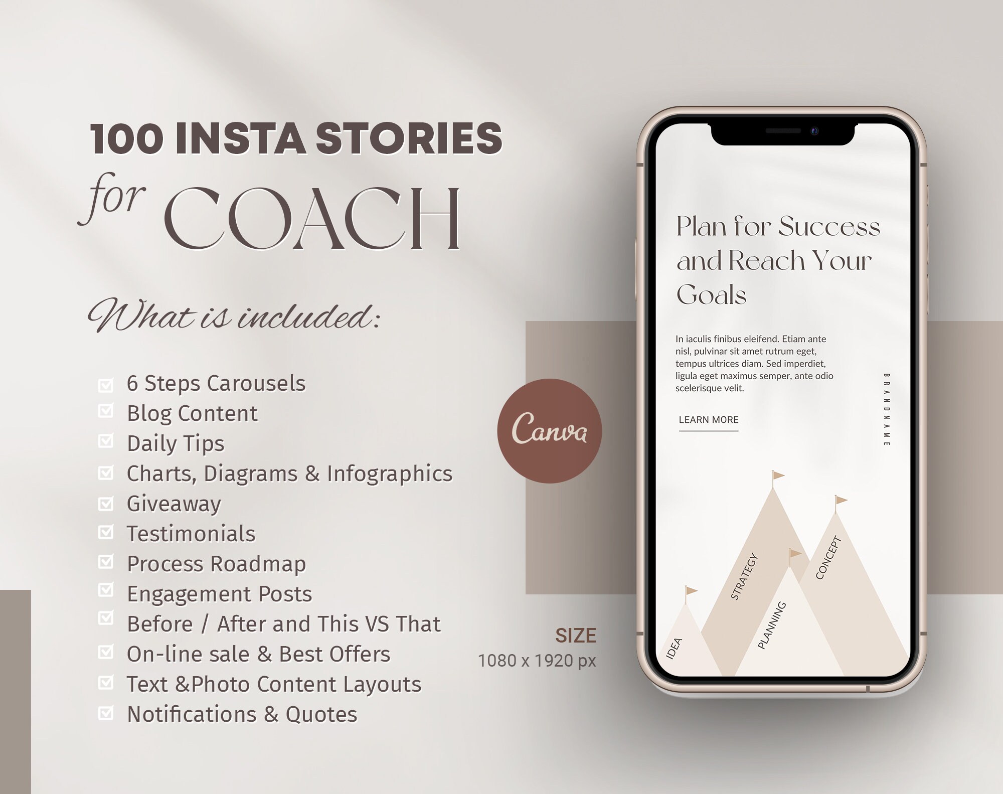 Coach Instagram Story Templates: Neutral Beige Canva Designs - Etsy