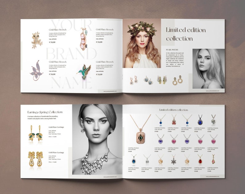 Jewelry Line Sheet Template Product Catalogue. Price List and Service ...