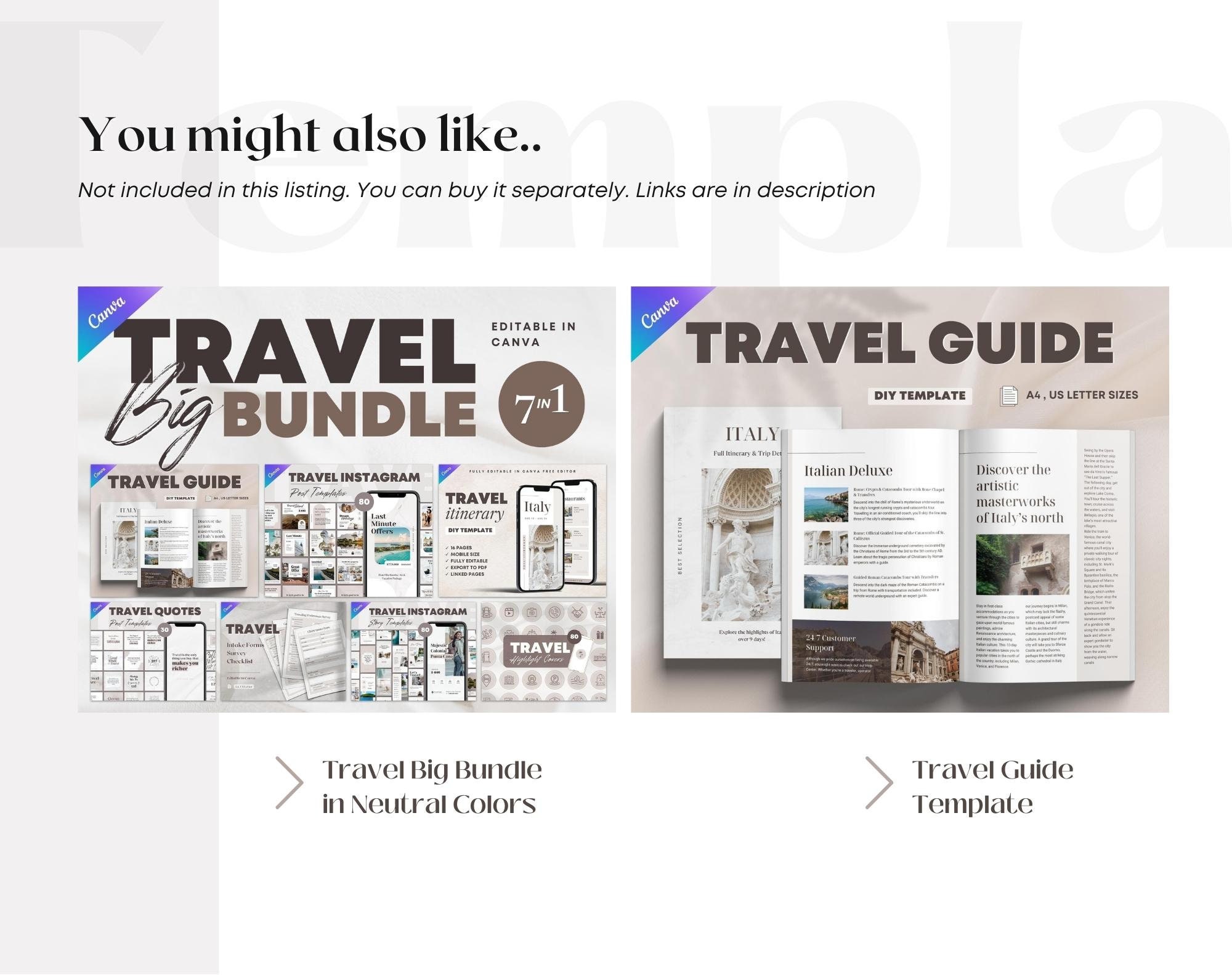 Travel Itinerary Printable & Digital Template. Canva Editable - Etsy