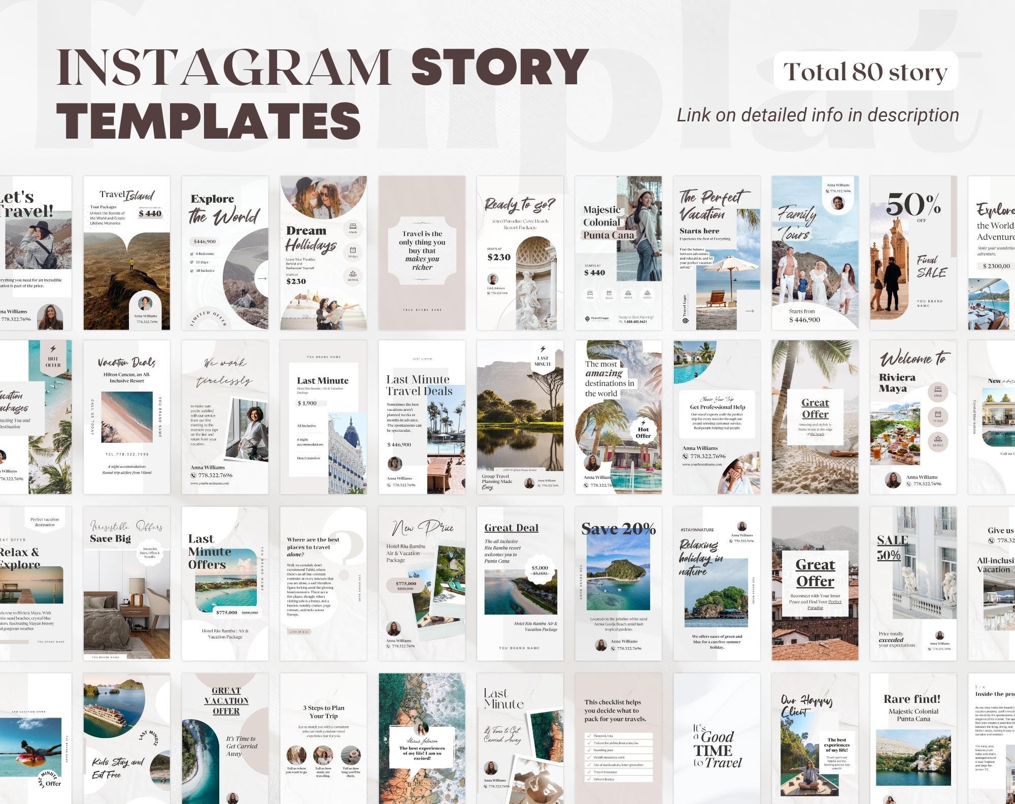 3in1 Travel Instagram Template Canva. Social Media Bundle for Agent ...