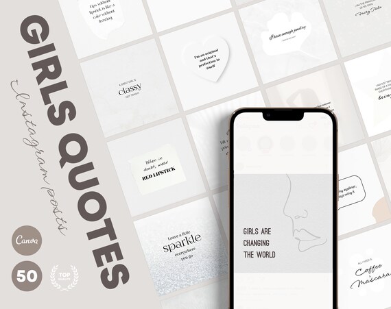 50 Beauty Girls Quotes Instagram Post Canva Templates. - Etsy