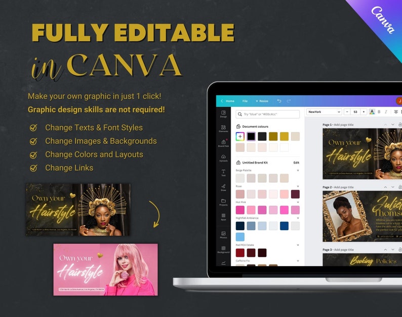 Acuity Scheduling Template: Gold Marble Canva Banners (digital Download ...