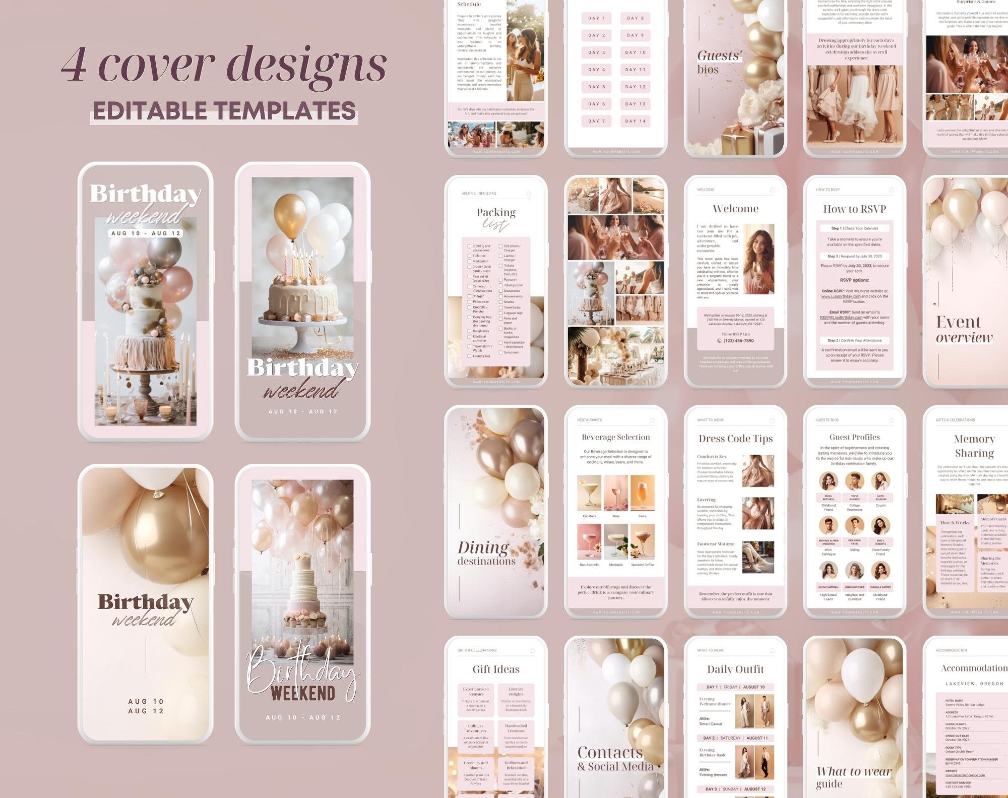 Birthday Travel Mobile Itinerary Template. Celebration Weekend Event ...