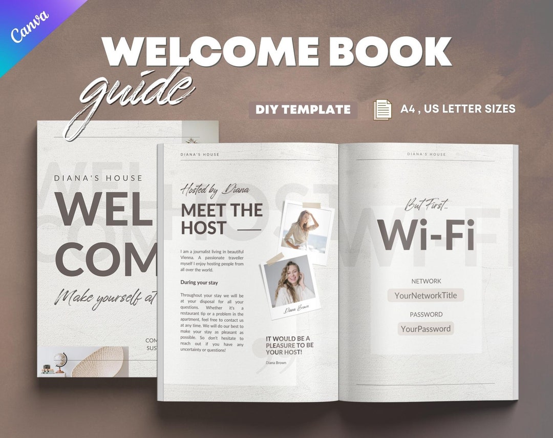 Welcome Guest Book Template. Printable House Host Brochure. Canva ...