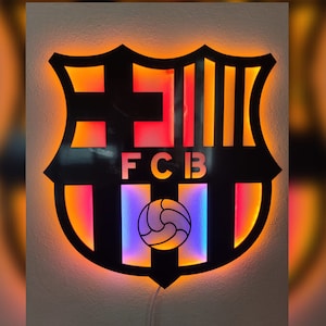 FC Barcelona Led Wall Sign, Barcelona Wood Wall Art, Led Light Wall Art ...