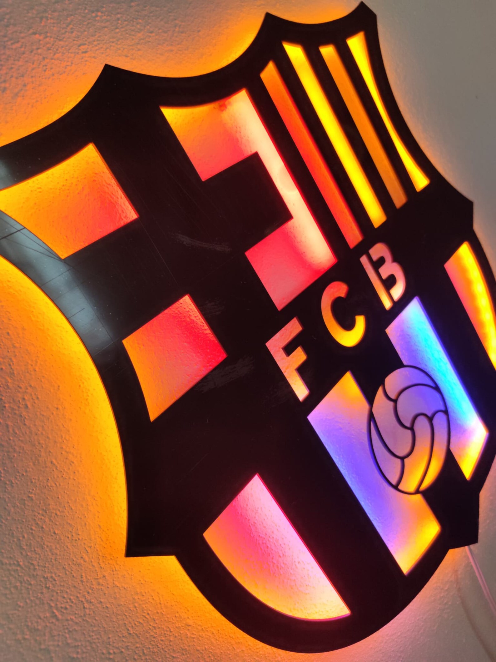 FC Barcelona Led Wall Sign, Barcelona Wood Wall Art, Led Light Wall Art ...