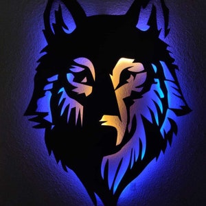 Wolf Lighted up Wall Art , Wooden Wall Decor , Home Decor ,animals Gift ...