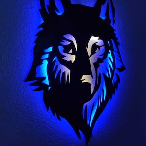Wolf Lighted up Wall Art , Wooden Wall Decor , Home Decor ,animals Gift ...