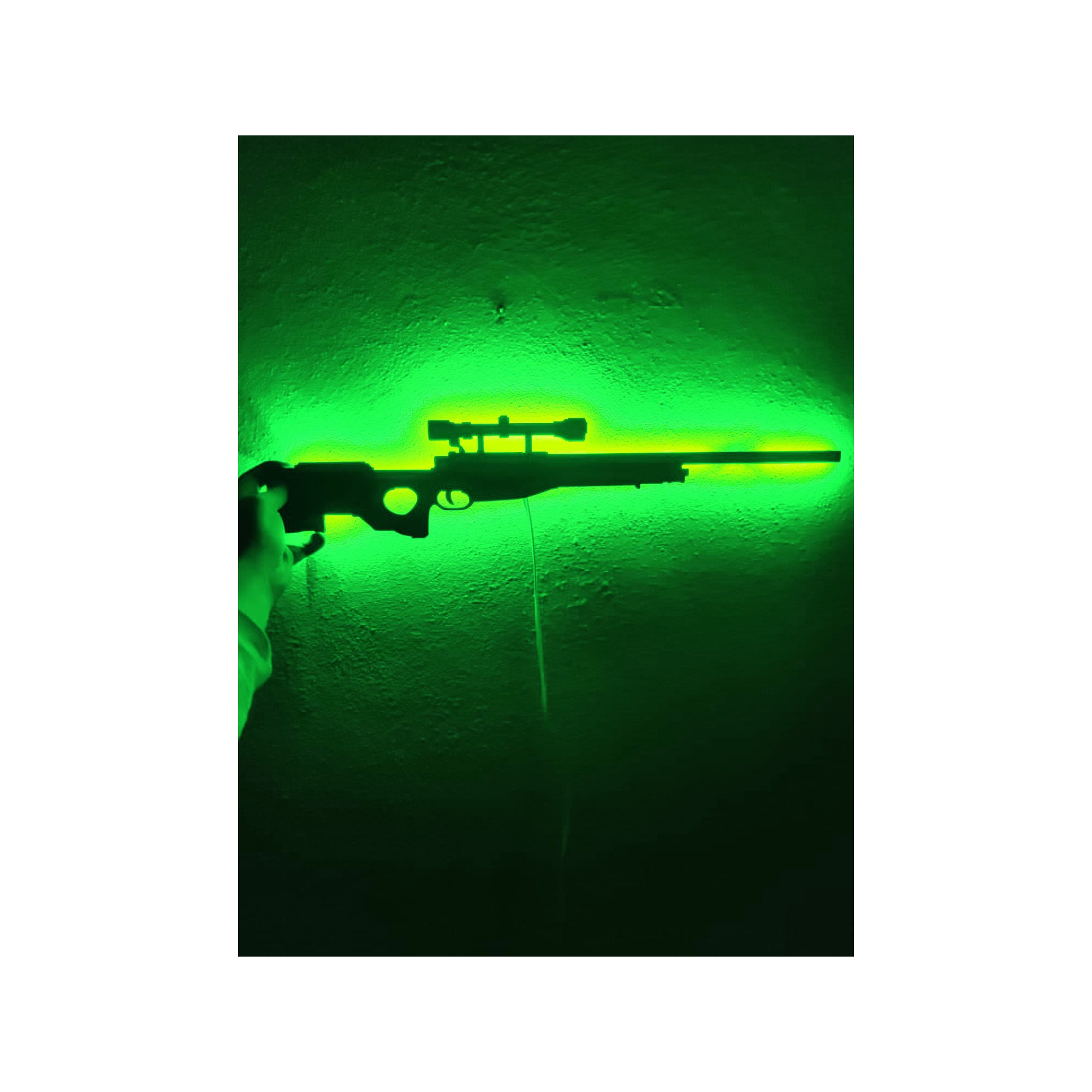 Sniper Awm Awp Gun Wall Art With RGB 16 Color Led, Wood Wall Decor, RGB ...
