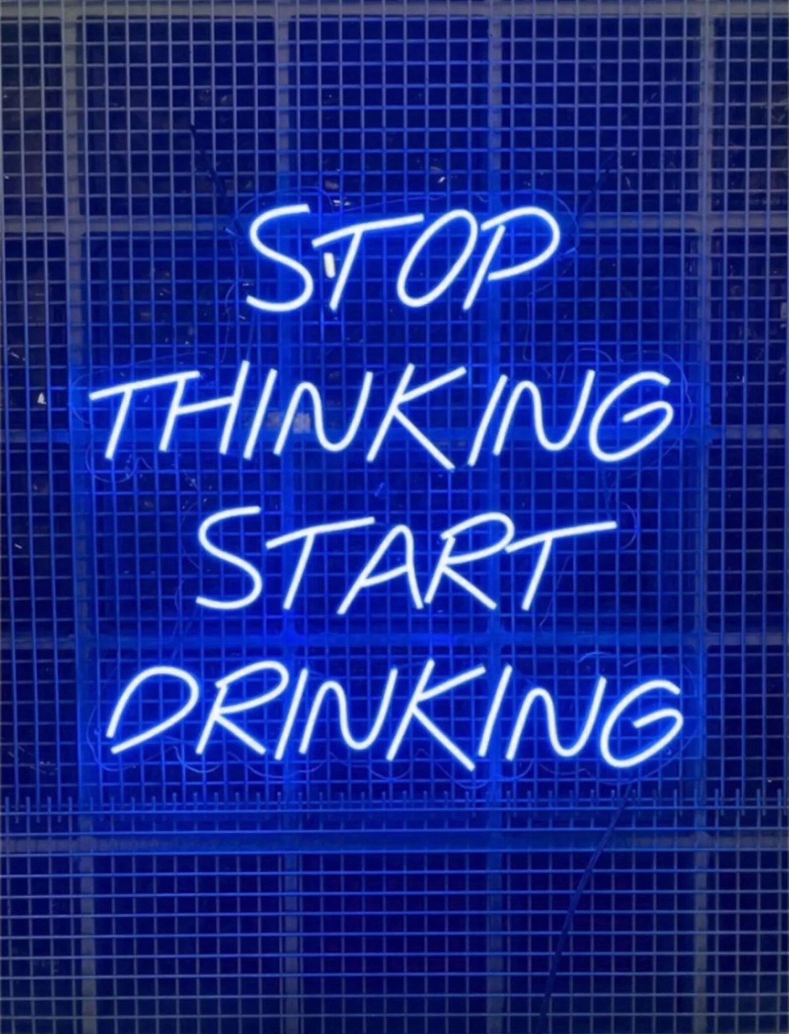 Stop Thinking Start Drinking Neon Sign - Fun Bar Quote LED Light ...