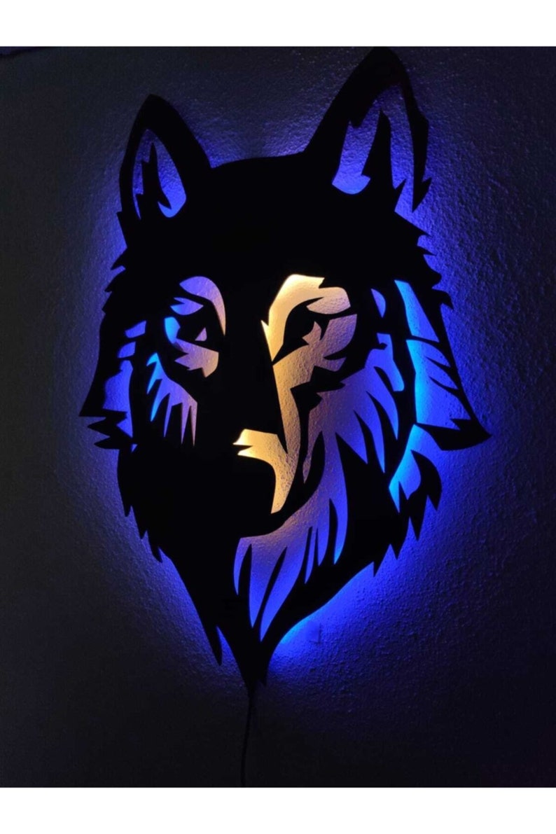 Wolf Lighted up Wall Art , Wooden Wall Decor , Home Decor ,animals Gift ...