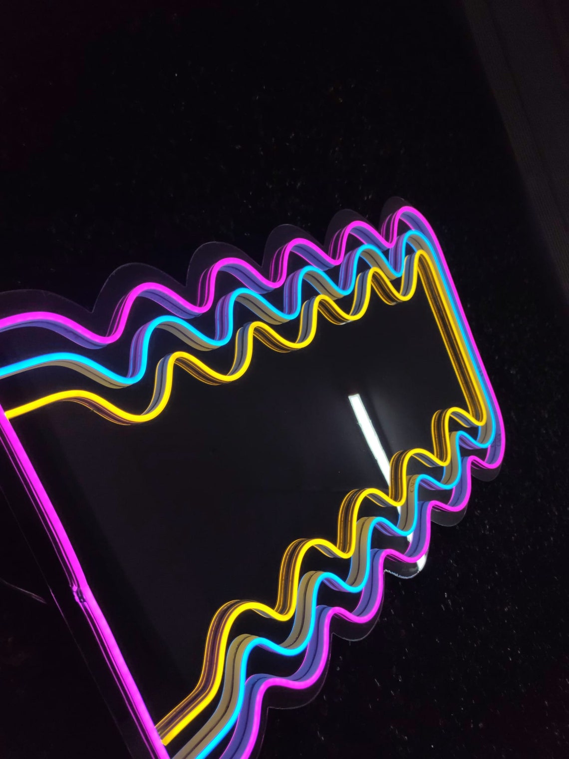 Wavy Neon Mirror, Custom Mirror Led Sign , Mirror Lights Custom Open ...