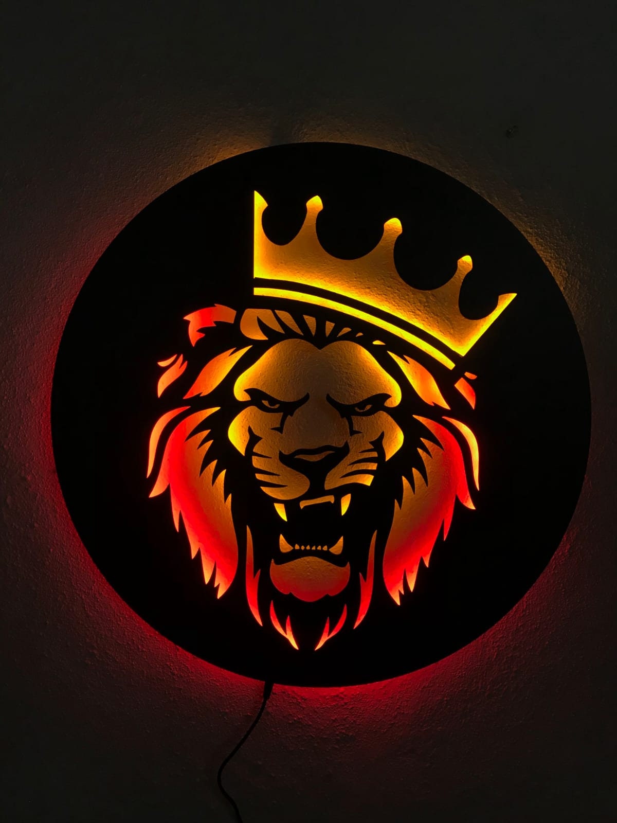 Lion Led Wall Art | RGB Led 16 COLORS-REMOTE Control | Wooden Wall ...