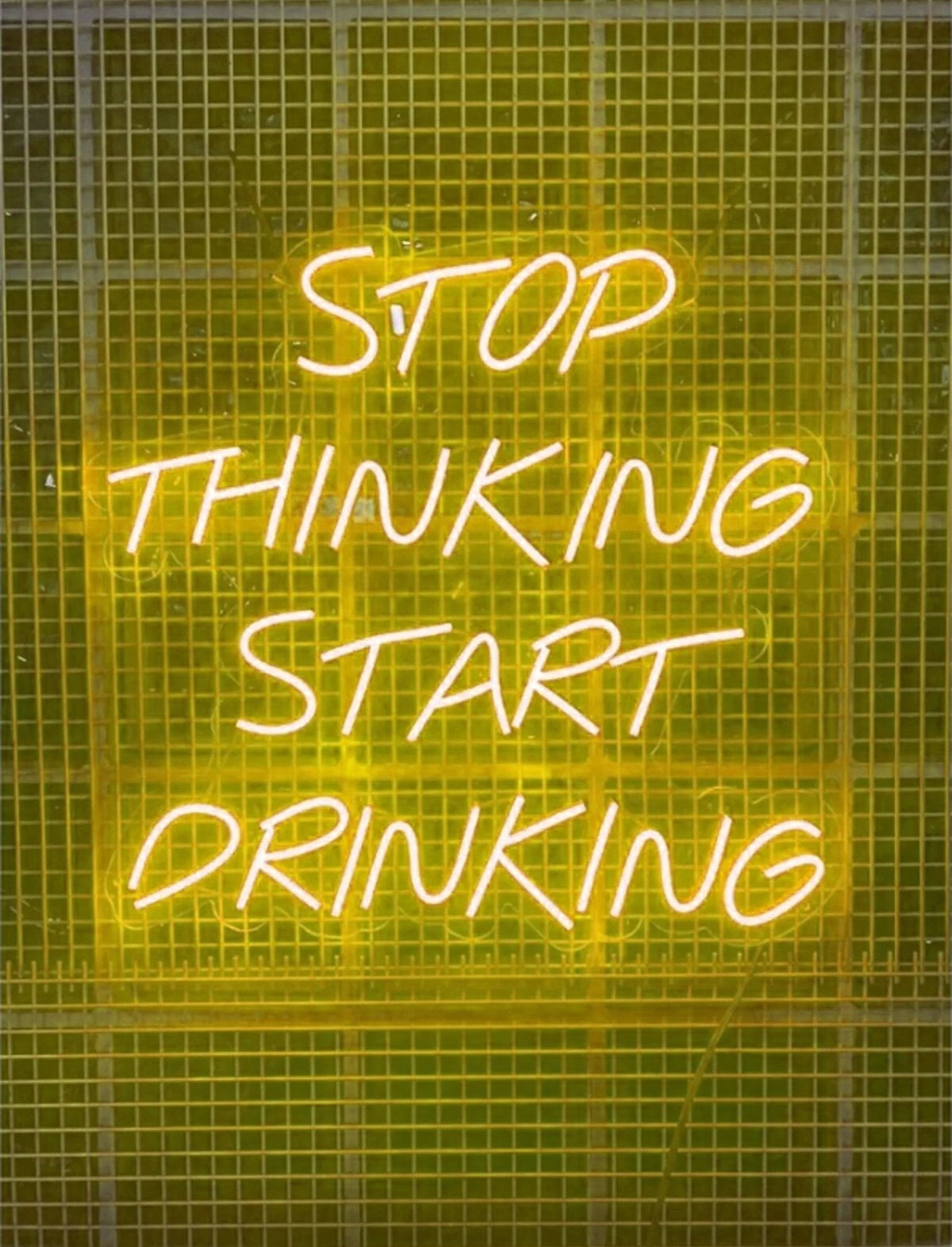 Stop Thinking Start Drinking Neon Sign - Fun Bar Quote LED Light ...