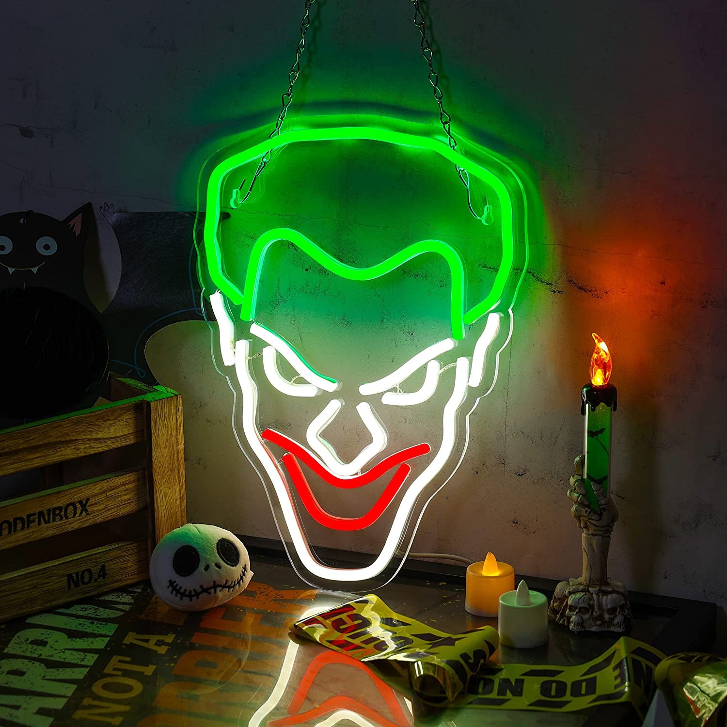 Joker Neon Sign - Handmade LED Light | Vibrant Neon Decor for Movie ...