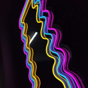 Wavy Neon Mirror, Custom Mirror Led Sign , Mirror Lights Custom Open ...
