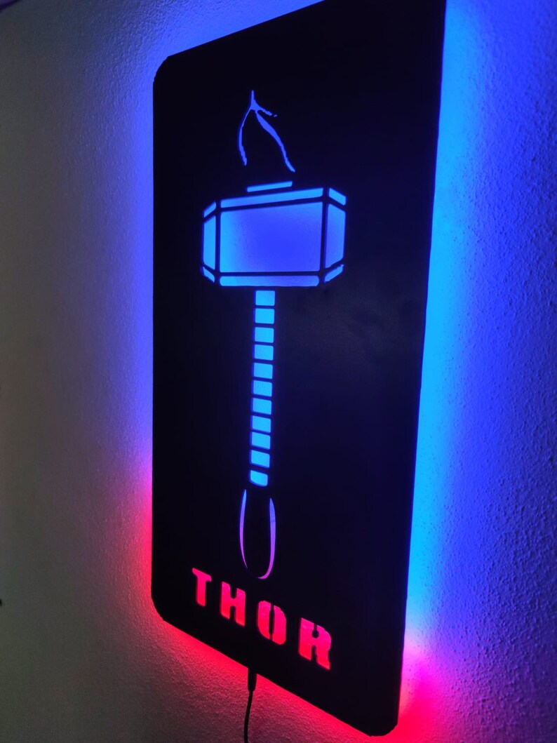 Thor Led Sign, Avengers Hero Mjolnir Neon Sign, Movie Hero, Marvel ...
