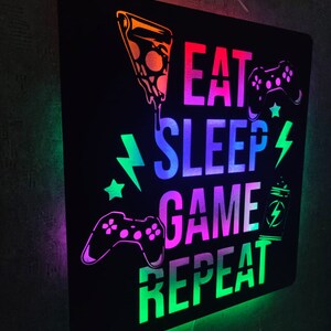 Gamer Room Lighted up Wooden Wall Decor Gamer Decor Led Birthday Gifts ...