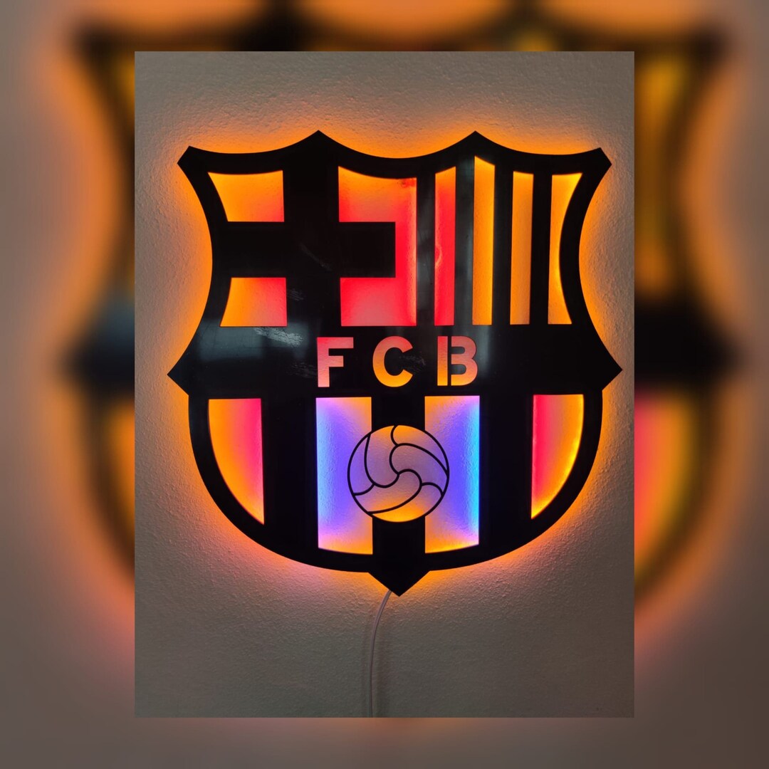 FC Barcelona Led Wall Sign, Barcelona Wood Wall Art, Led Light Wall Art ...