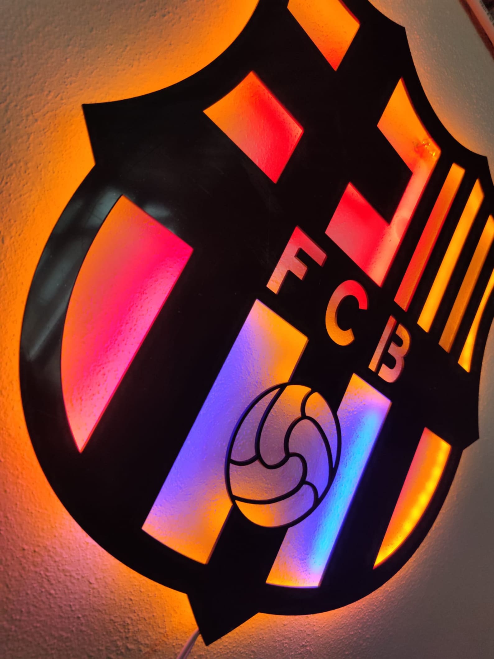 FC Barcelona Led Wall Sign, Barcelona Wood Wall Art, Led Light Wall Art ...