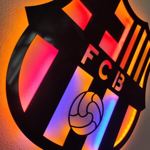 FC Barcelona Led Wall Sign, Barcelona Wood Wall Art, Led Light Wall Art ...
