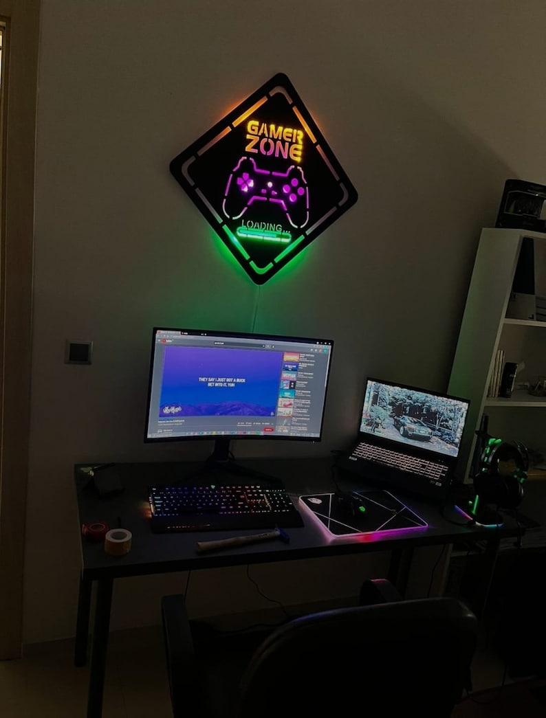 Gamer Zone Led Wall Art | Gamer Room Led Sign | Gamer Led | Gamer Room ...