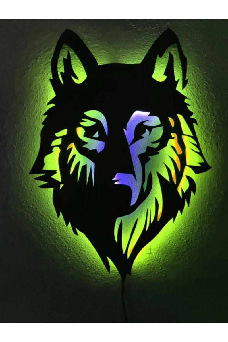 Wolf Lighted up Wall Art , Wooden Wall Decor , Home Decor ,animals Gift ...