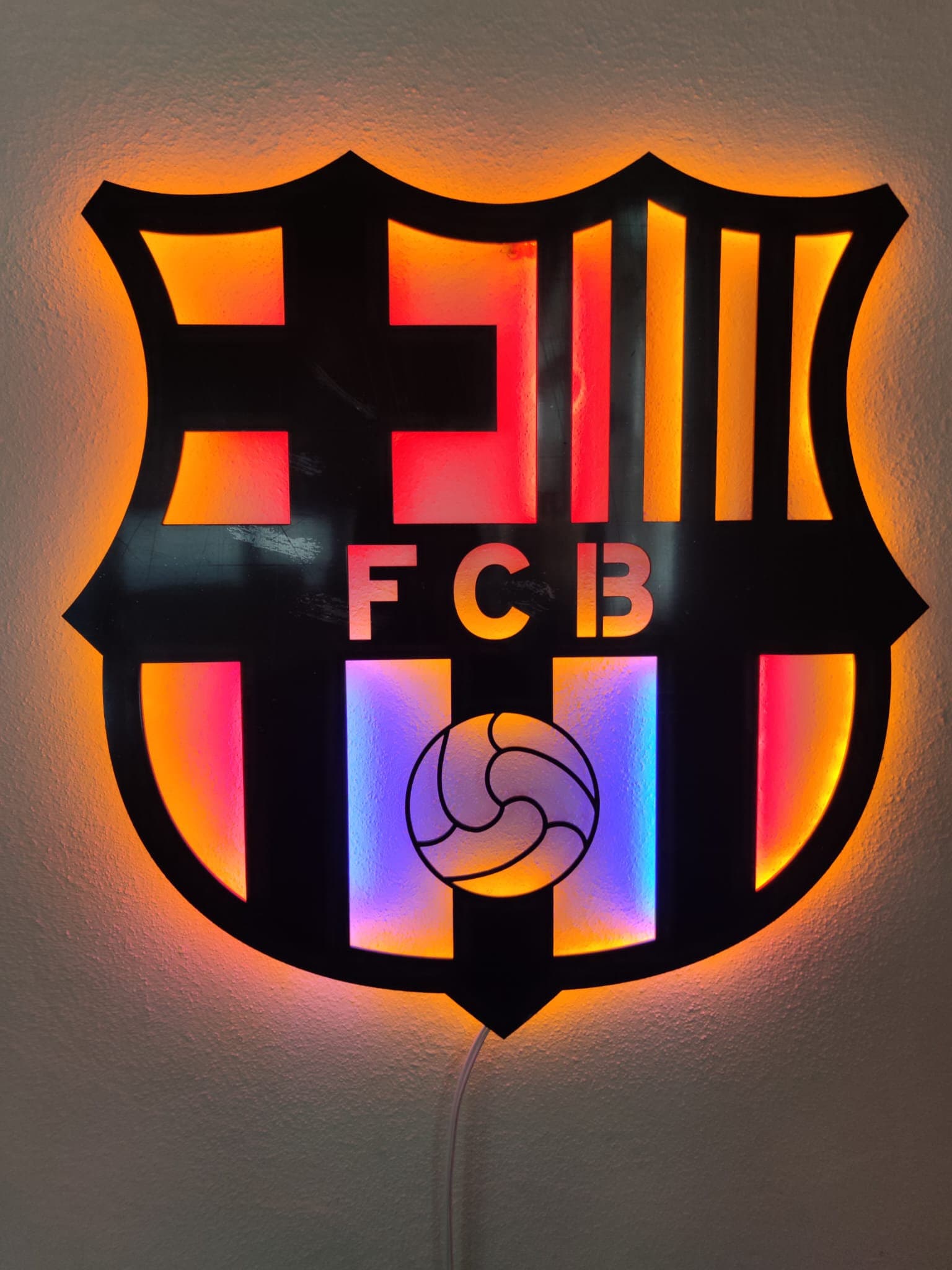 FC Barcelona Led Wall Sign, Barcelona Wood Wall Art, Led Light Wall Art ...