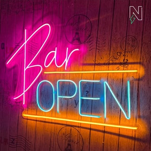 Bar Open Led Neon Sign , Open Sign for Bar , Bar Wall Art , Bar Led ...