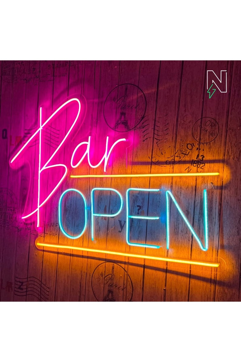 Bar Open Led Neon Sign , Open Sign for Bar , Bar Wall Art , Bar Led ...
