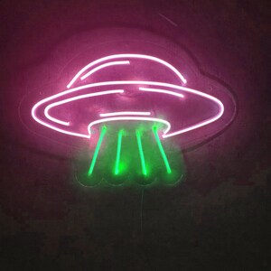 UFO Neon LED Sign - Cool Ufo Lamp & Wall Art | Unique LED Light for ...