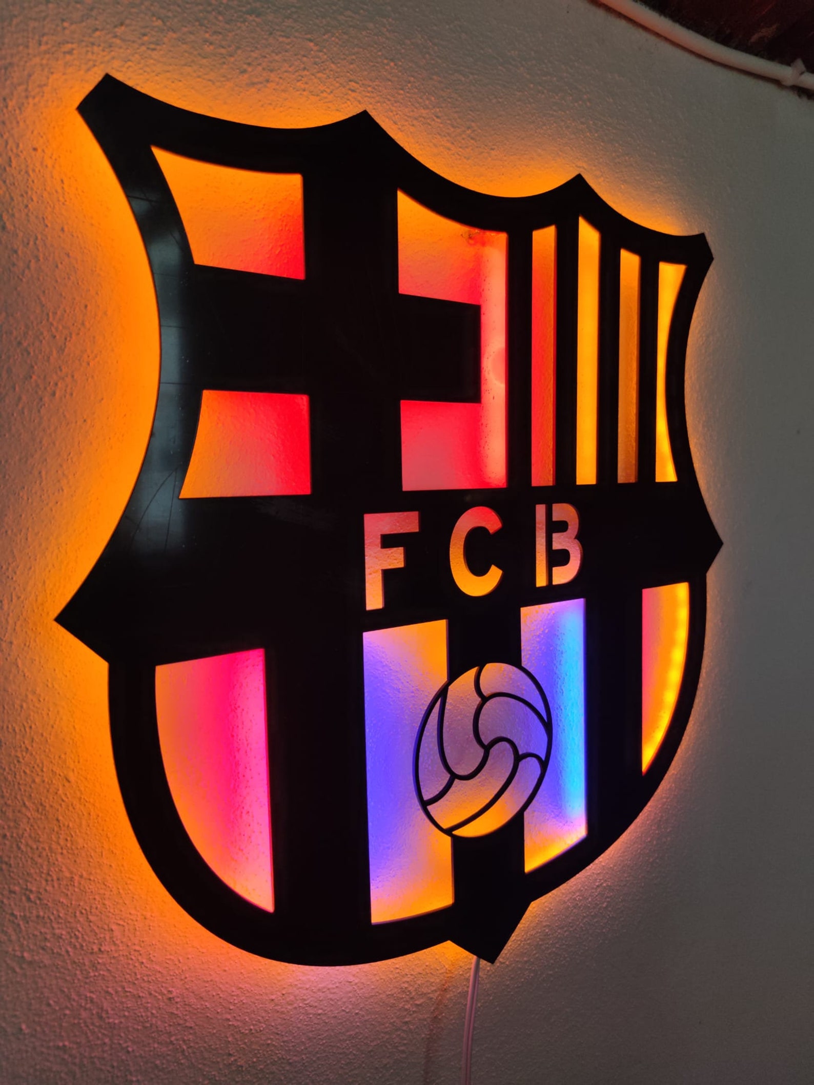 FC Barcelona Led Wall Sign, Barcelona Wood Wall Art, Led Light Wall Art ...