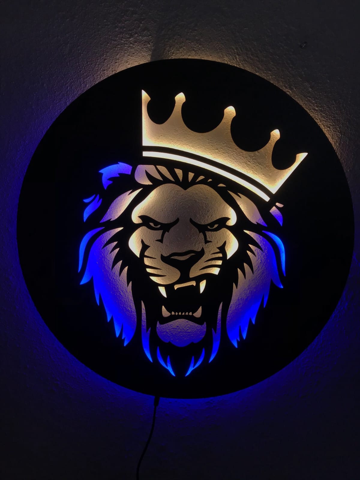 Lion Led Wall Art | RGB Led 16 COLORS-REMOTE Control | Wooden Wall ...