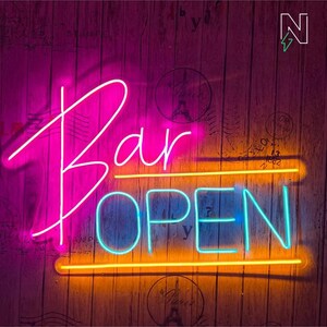 Bar Open Led Neon Sign , Open Sign for Bar , Bar Wall Art , Bar Led ...