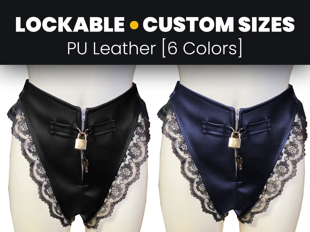 Lockable Sissy Training PU Leather Femboy Sissy Panties Sissy Lingerie ...