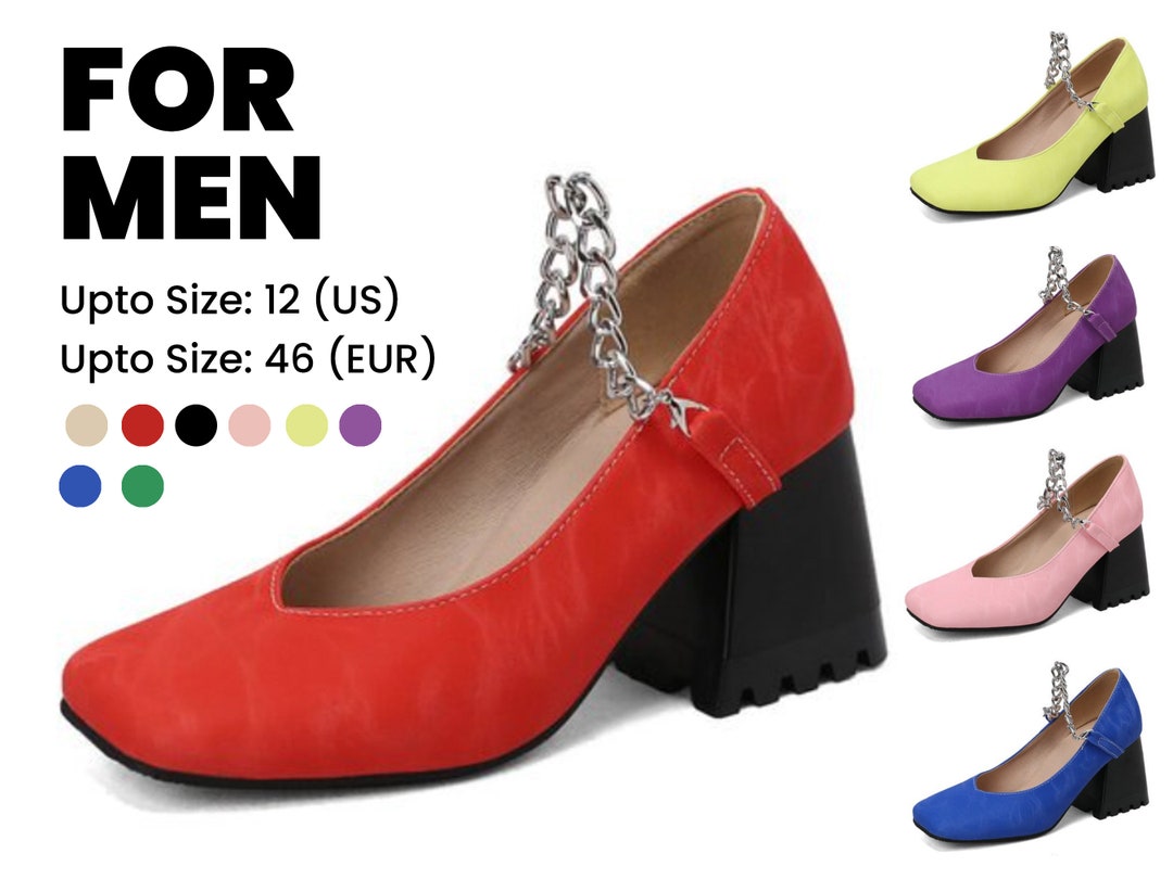 Chunky Block Heel Mary Jane Shoes for Men Crossdresser Shoes Sissy ...
