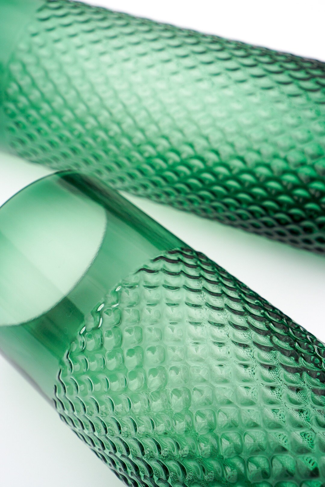 Green Textured Glass Vase Recycled Glass Cylinder Shape Home - Etsy