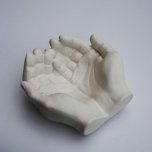 Cupped Hands Stone Decorative Bowl, Jesmonite Trinket Tray Ornament ...