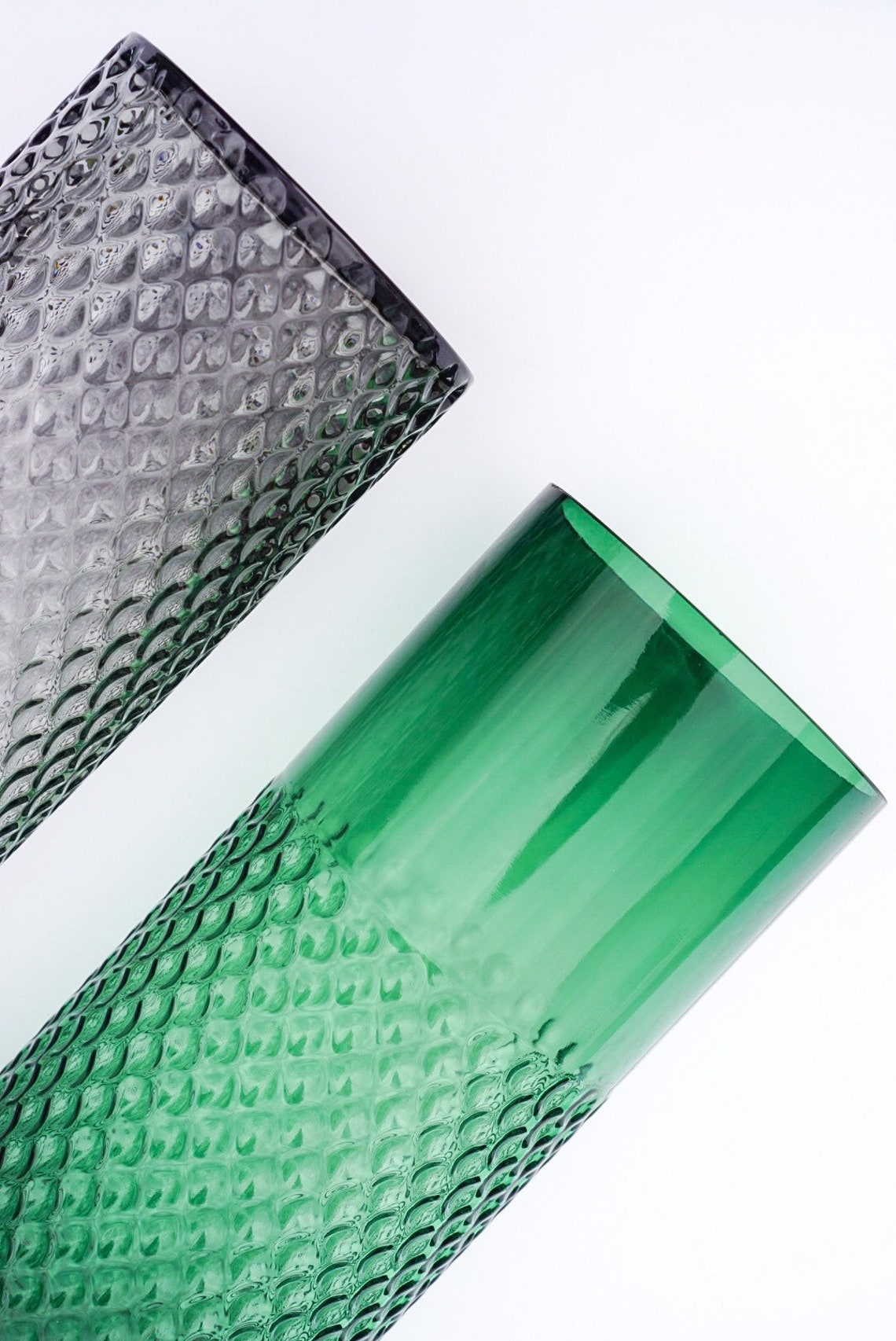 Green Textured Glass Vase Recycled Glass Cylinder Shape Home - Etsy