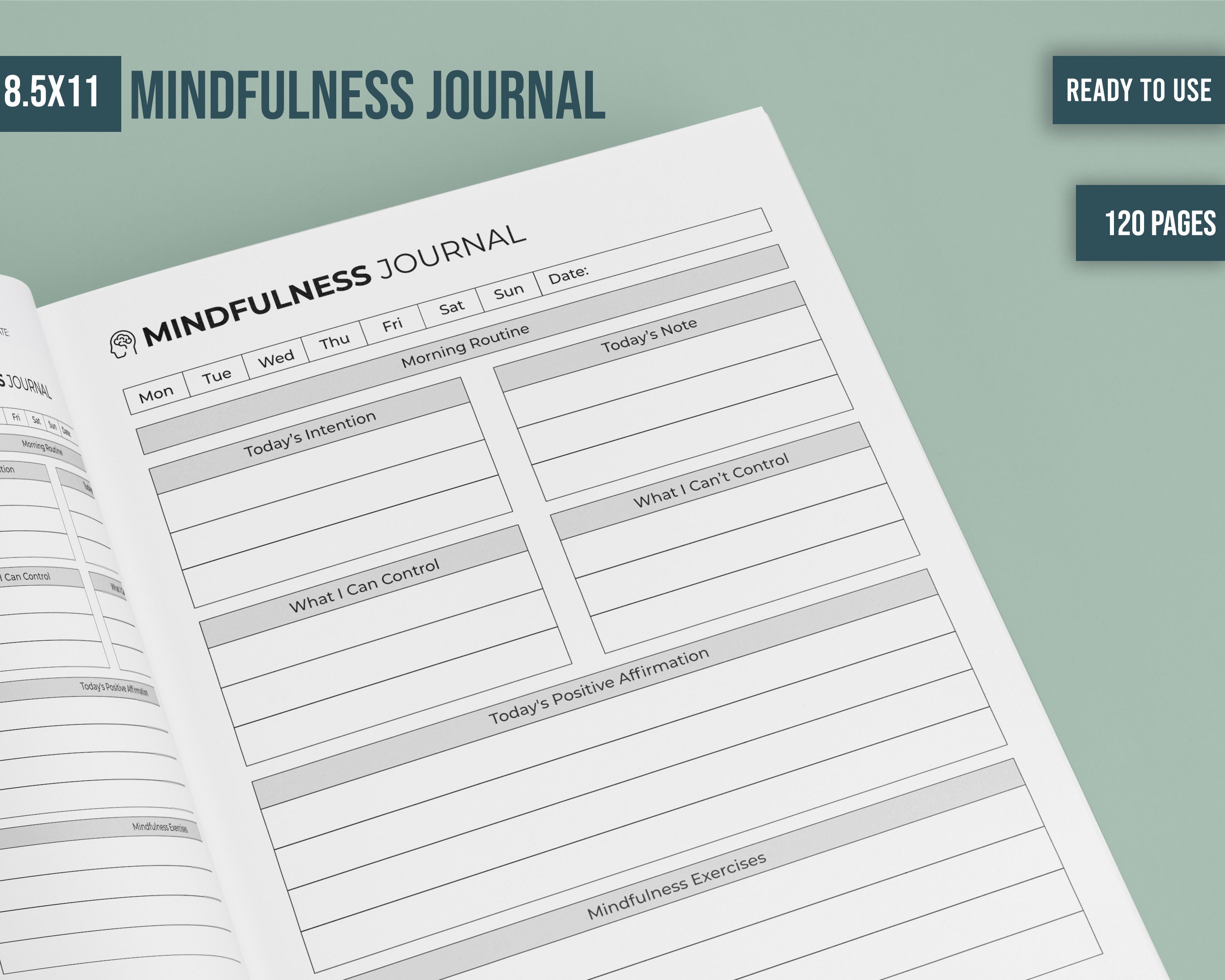 Mindfulness Journal 8.5x11inches KDP Template 120pages KDP Interior ...