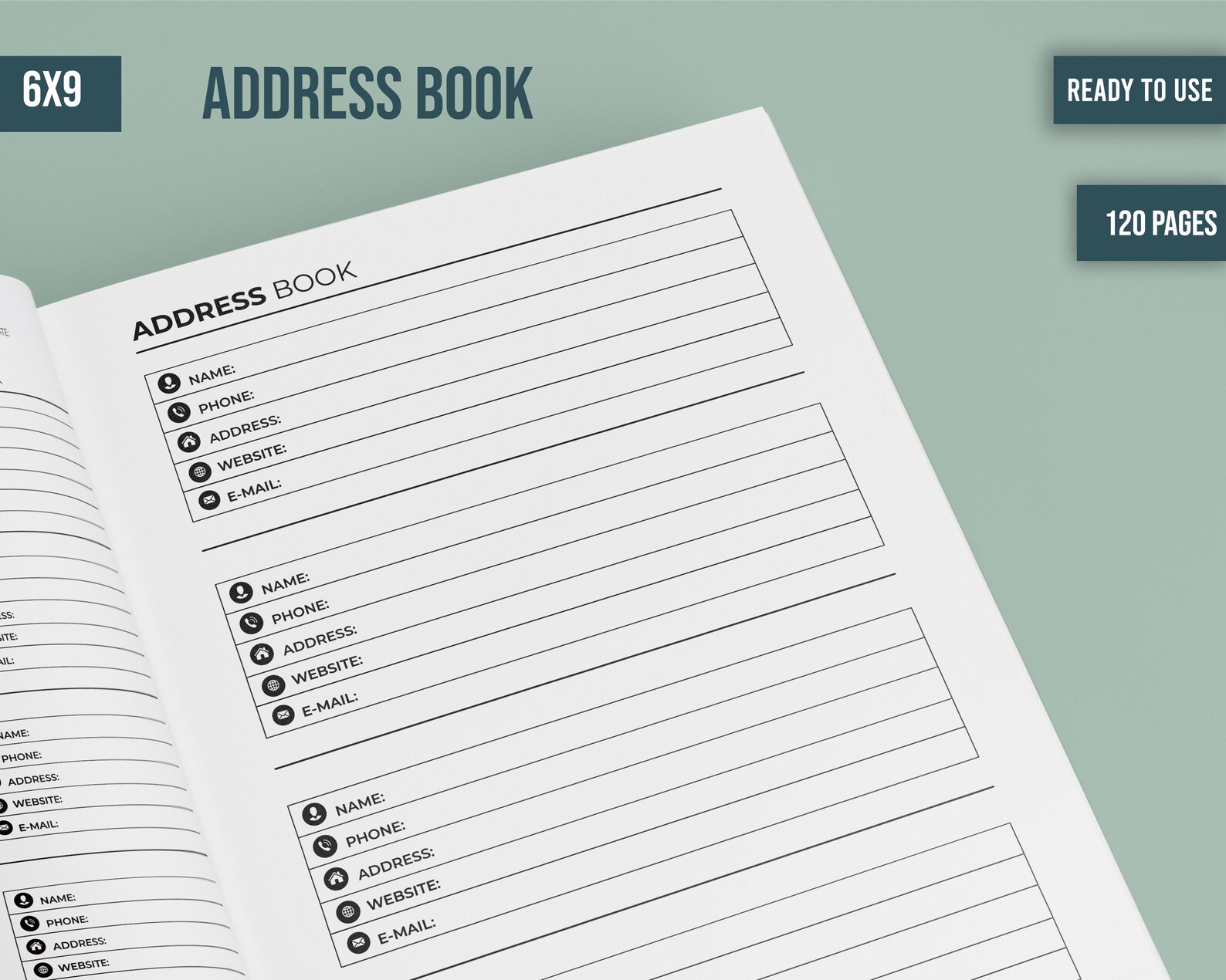 Address Book KDP 6x9 Inches KDP Interiors Template Low Content - Etsy