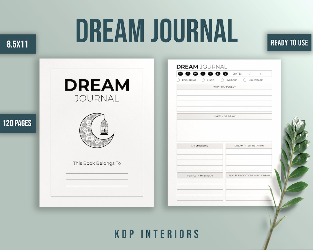 Dream Journal 8.5x11 Inches 120 Pages KDP Interiors Template Low ...