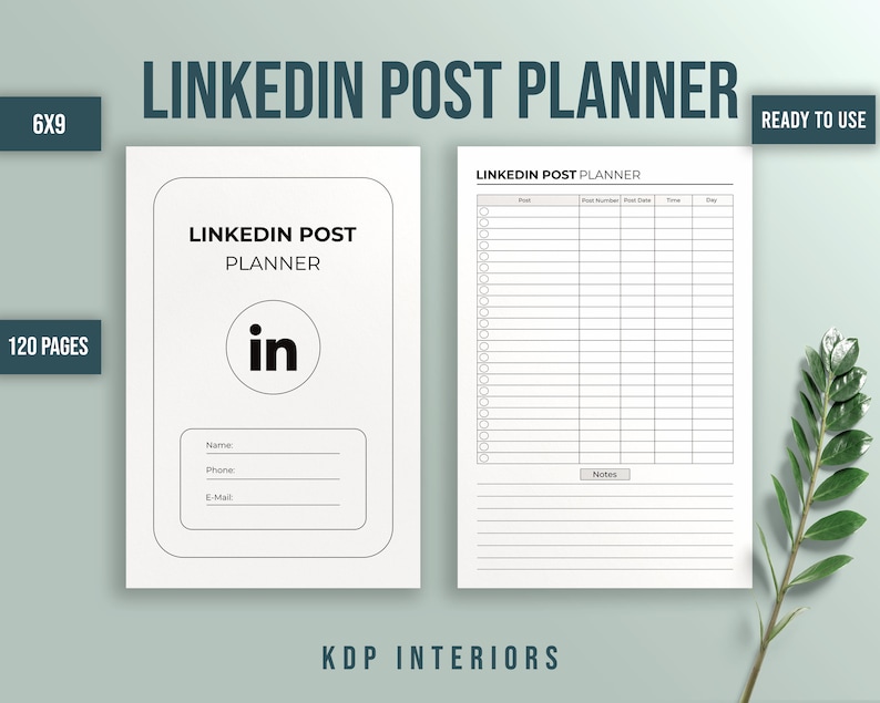Linkedin Post Planner Ready to Upload PDF KDP Interior 6x9 Inches KDP ...