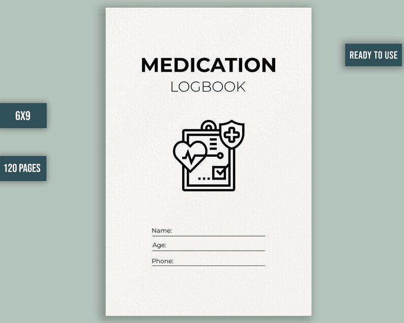 Medication Log Book KDP Interior Template Low Content Design 6x9 Inches ...