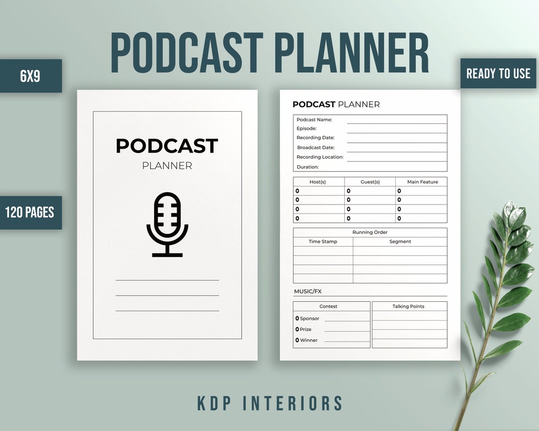 Podcast Planner 6x9size Ready to Upload PDF Commercial Use KDP Interior ...