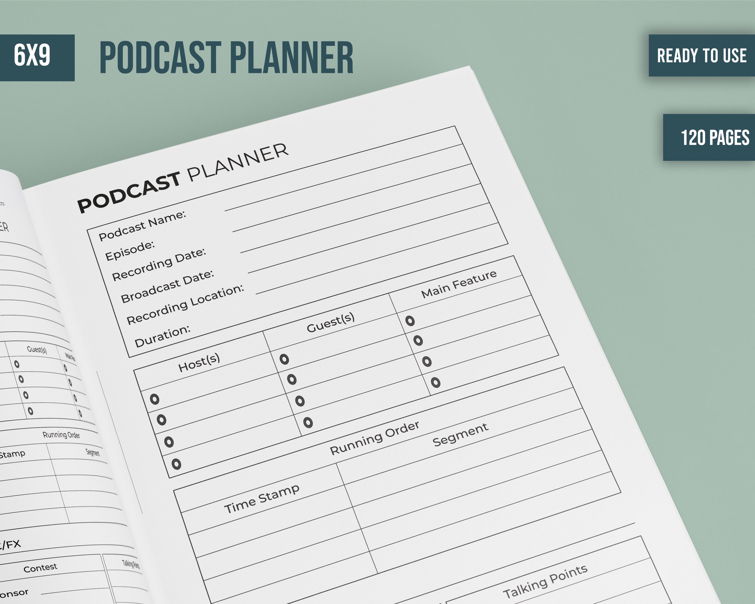 Podcast Planner 6x9size Ready to Upload PDF Commercial Use KDP Interior ...