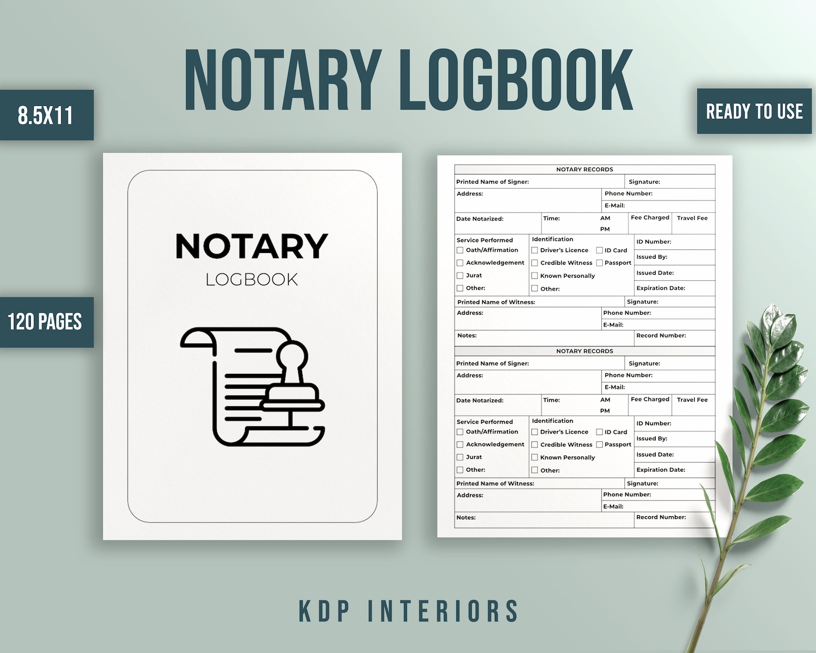 Notary Logbook 8.5x11 Inches 120 Pages KDP Interiors Template Low ...