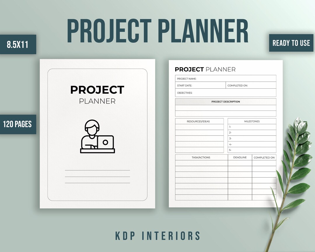 Project Planner 8.5x11inches Printable Template Ready to Upload PDF ...