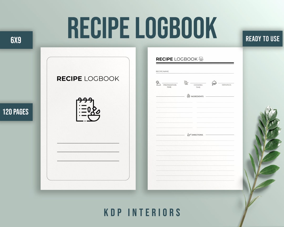Recipe Log Book KDP Interior Commercial Use Ready to Upload PDF KDP ...