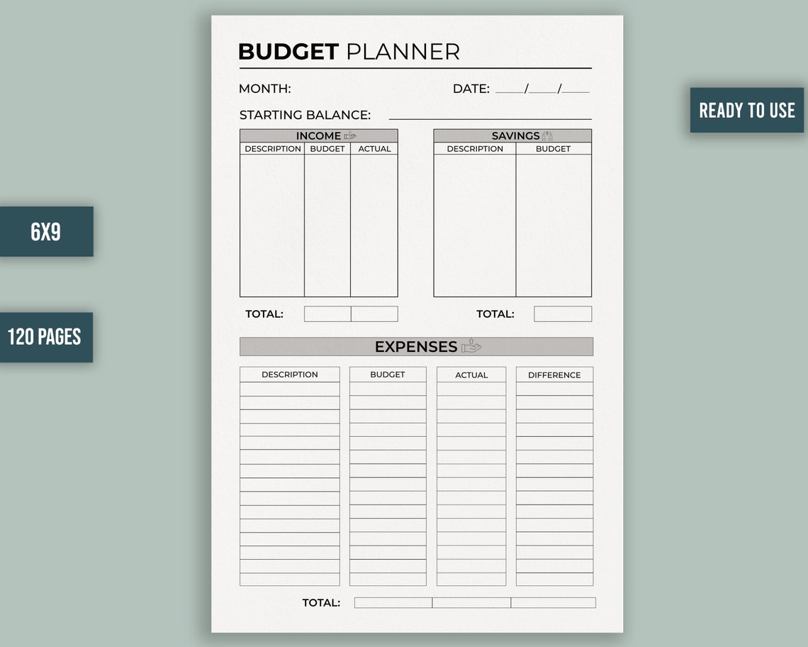 Budget Planner KDP Interior 6x9 Inches Commercial Use Ready to Upload ...